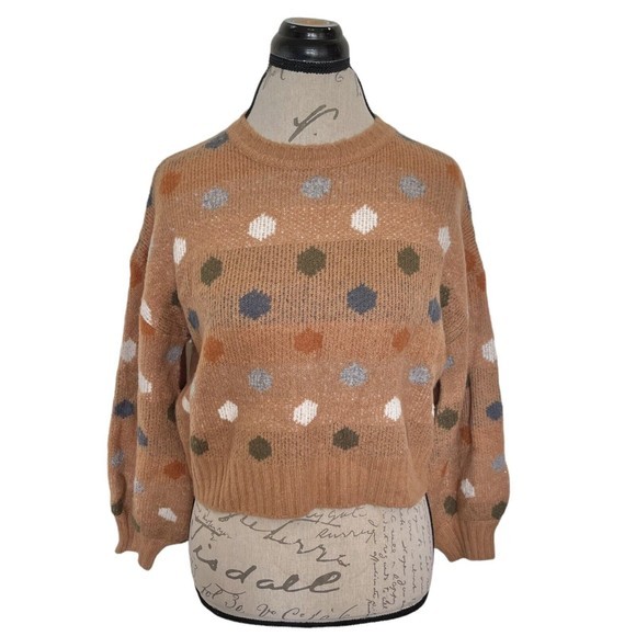 HYFVE | Sweaters | Hyfve Womens Sweater Sz Small Ribbed Cropped Polka ...